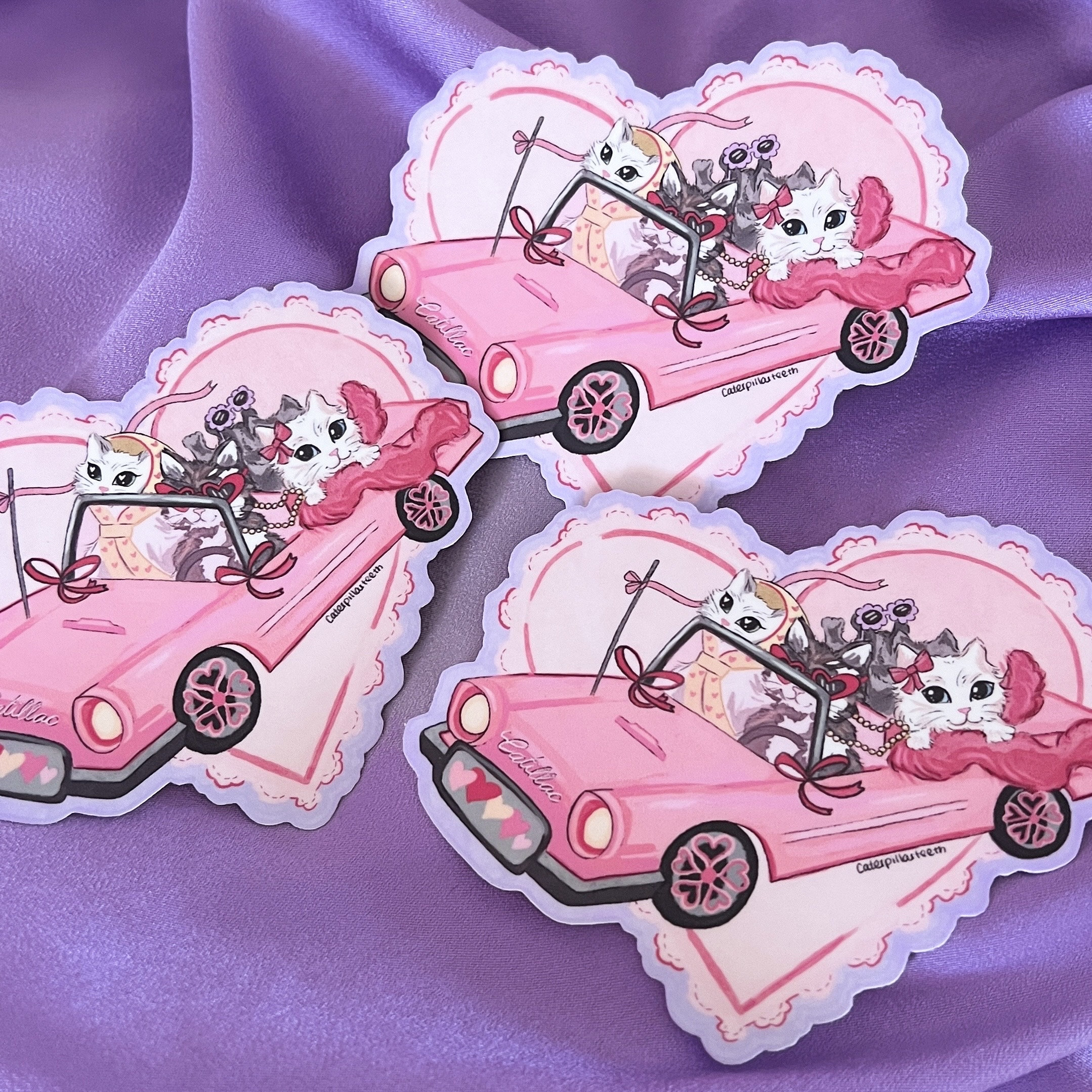 Coquette Cats ~ Original Vinyl Sticker Illustration / Cute Stickers ...