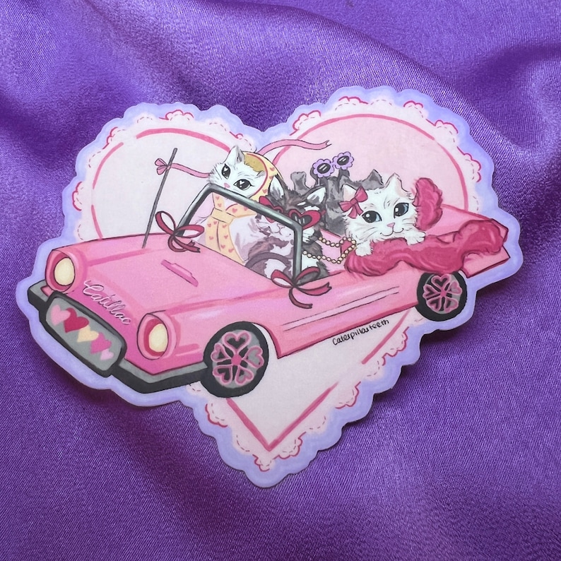 Coquette Cats ~ Original Vinyl Sticker Illustration / Cute Stickers ...