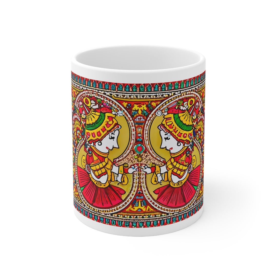 Singular Exquisite Madhubani-inspired Mug Unique Handcrafted Design II ...