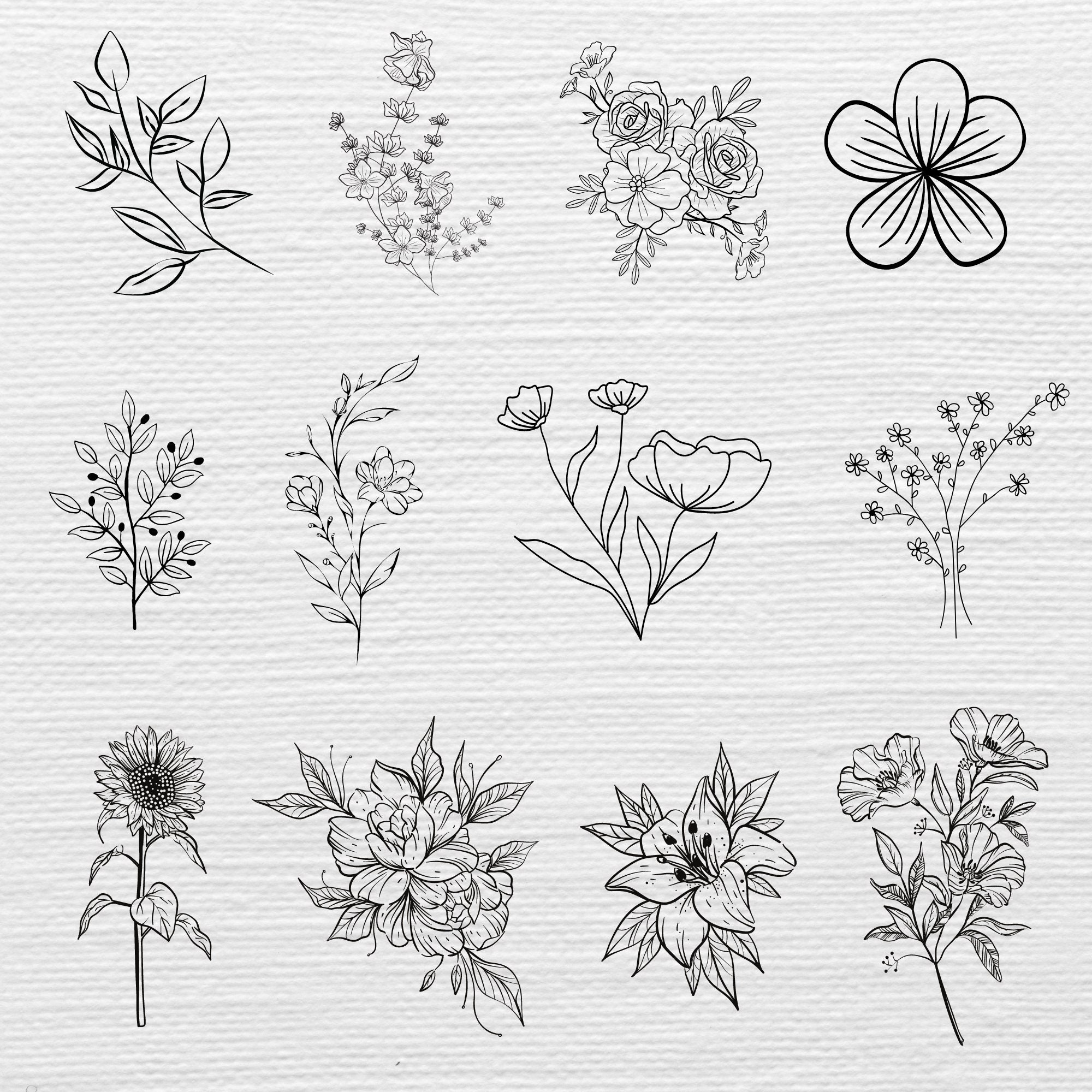 Floral Bundle SVG and PNG / Birthday Flowers / Botanical Svg / Png ...