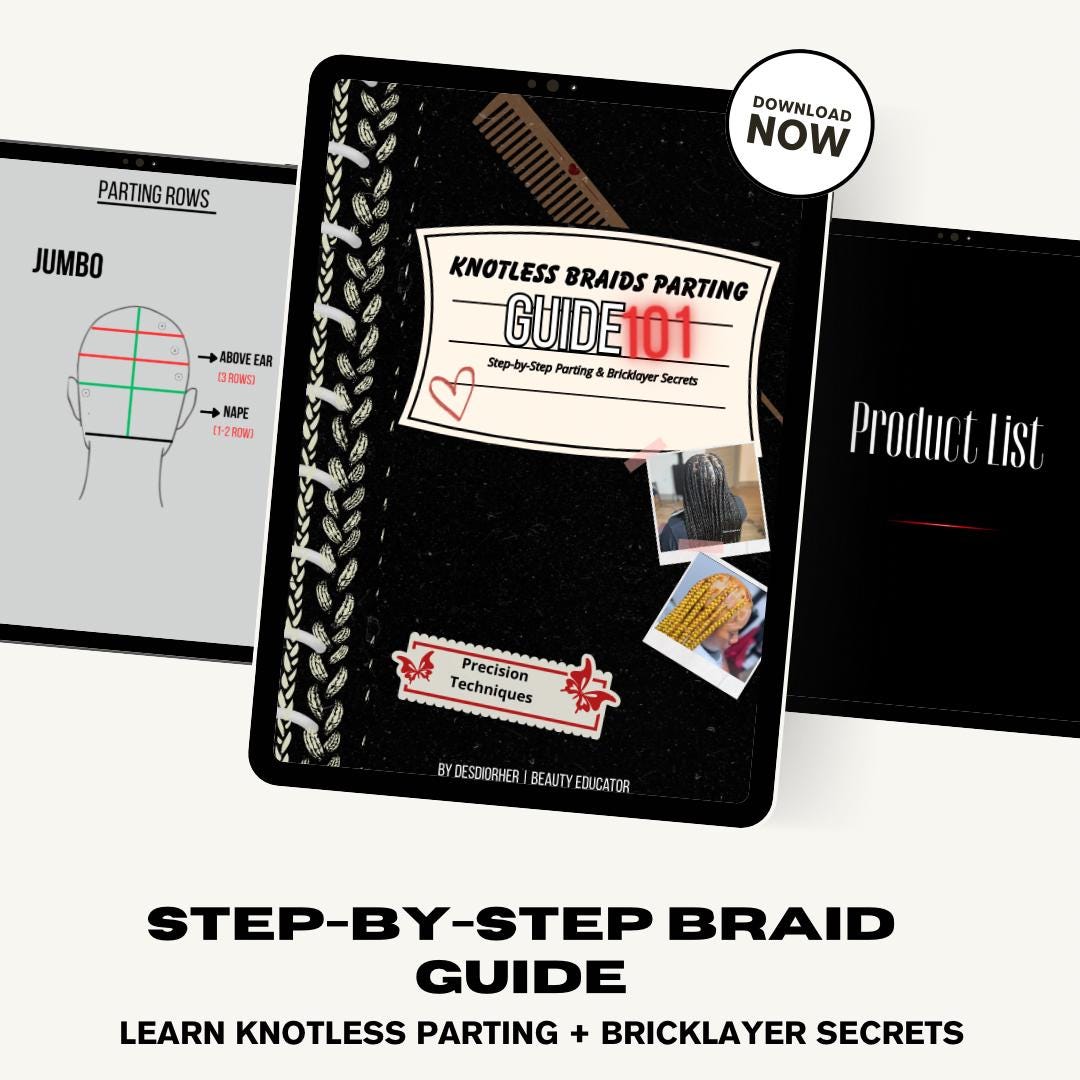 Knotless Braids Parting Guide | Braid Patterns, Bricklayer Sections ...