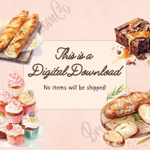 Bakery Watercolor Clipart Set, Cute Clipart Set, Baked Goods Cliparts ...
