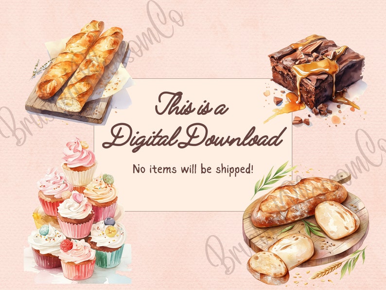 Bakery Watercolor Clipart Set, Cute Clipart Set, Baked Goods Cliparts ...