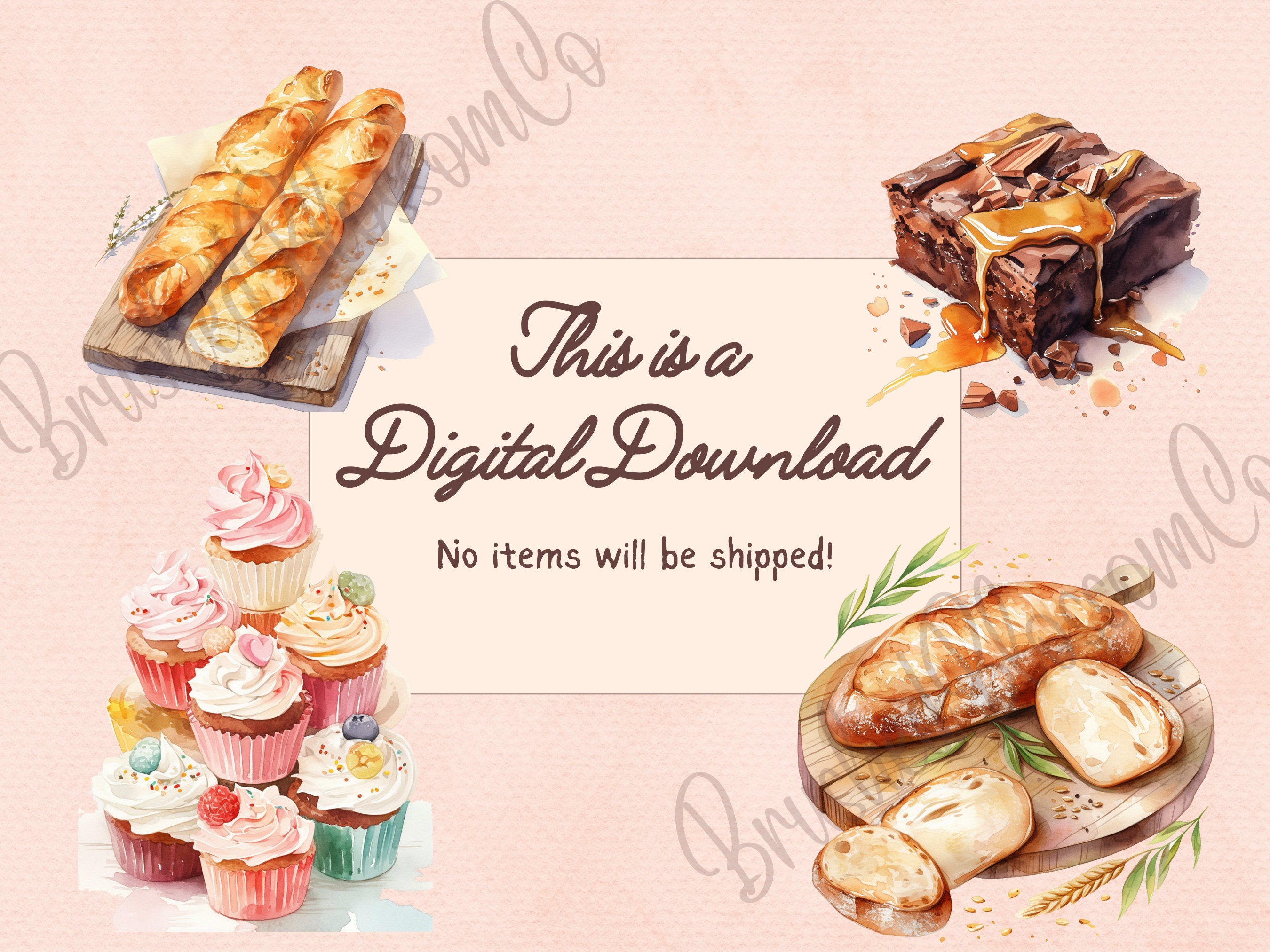 Bakery Watercolor Clipart Set, Cute Clipart Set, Baked Goods Cliparts ...