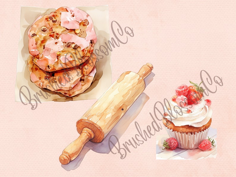 Bakery Watercolor Clipart Set, Cute Clipart Set, Baked Goods Cliparts ...