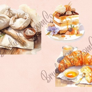Bakery Watercolor Clipart Set, Cute Clipart Set, Baked Goods Cliparts ...