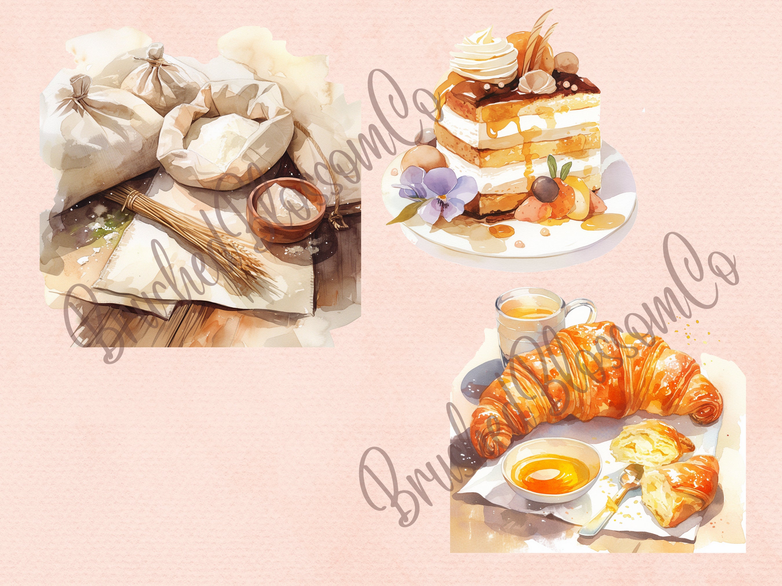 Bakery Watercolor Clipart Set, Cute Clipart Set, Baked Goods Cliparts ...