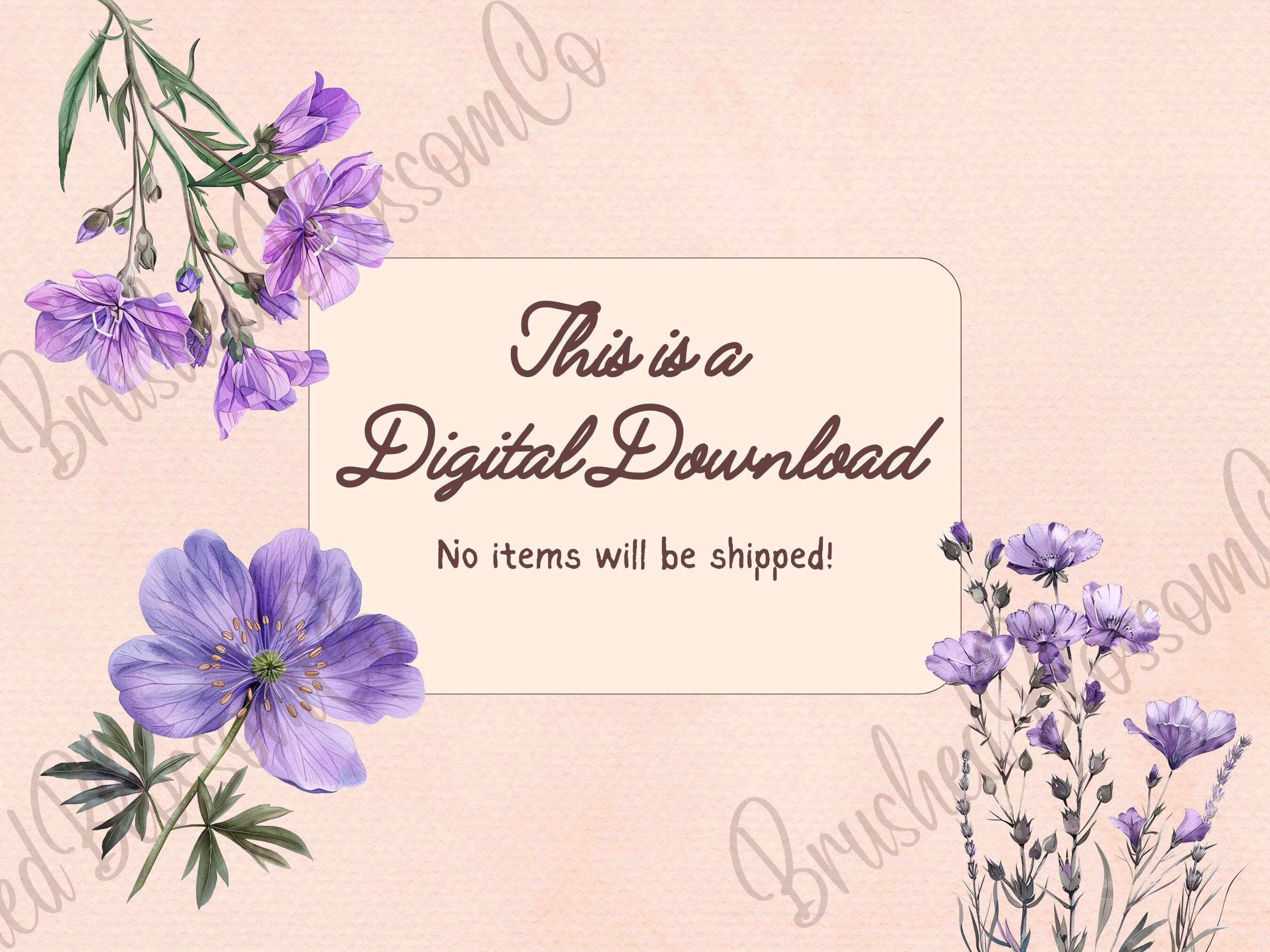 Purple Flower Watercolor Clipart Set, Wildflower Clipart Set, Purple ...