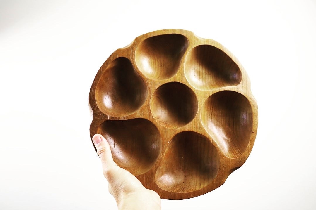 Vintage | Mcm Teak Wood Partitioned Bowl - Etsy