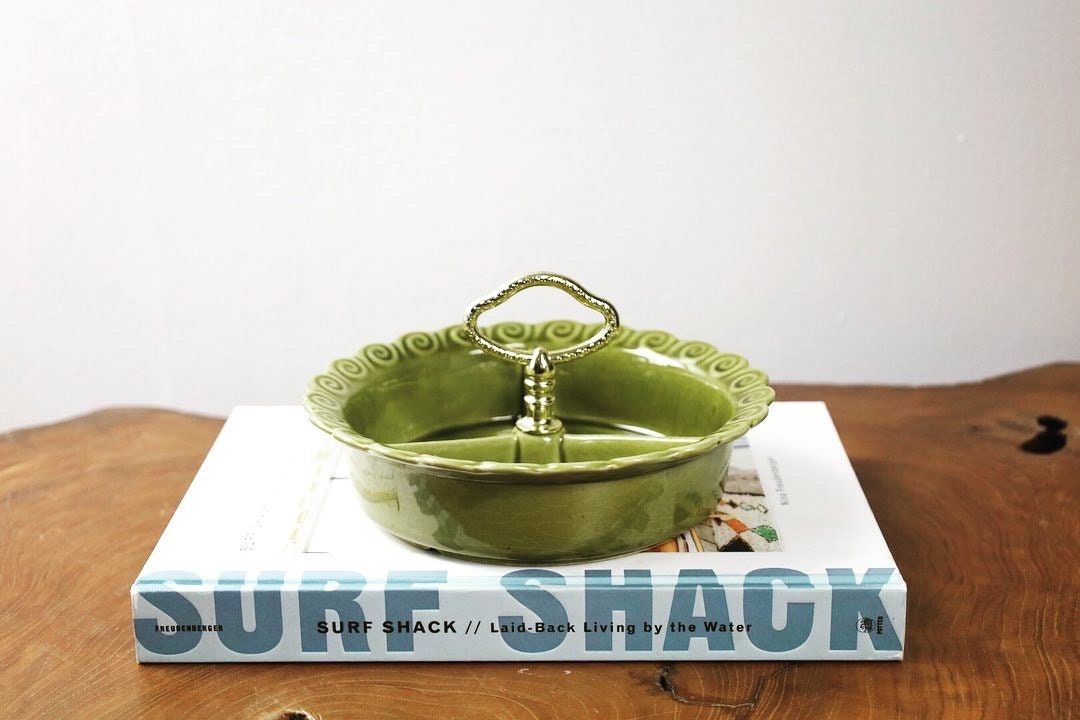 Vintage Mcm California USA Pottery Green Ceramic 3 Section Catchall ...