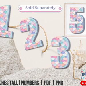 Mermaid Scales Alphabet Banner Flags - Printable Instant Download PDF ...