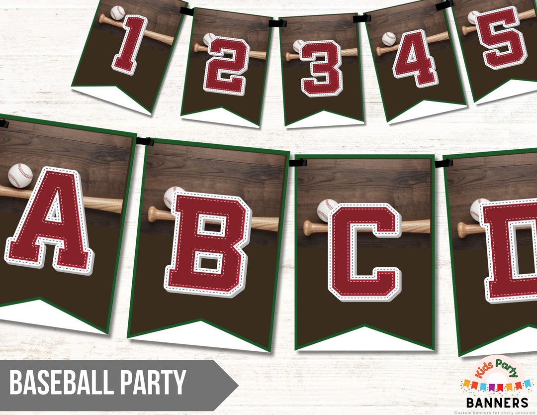 Baseball Party Banner Printables | Baseball Birthday Banner Downloads ...