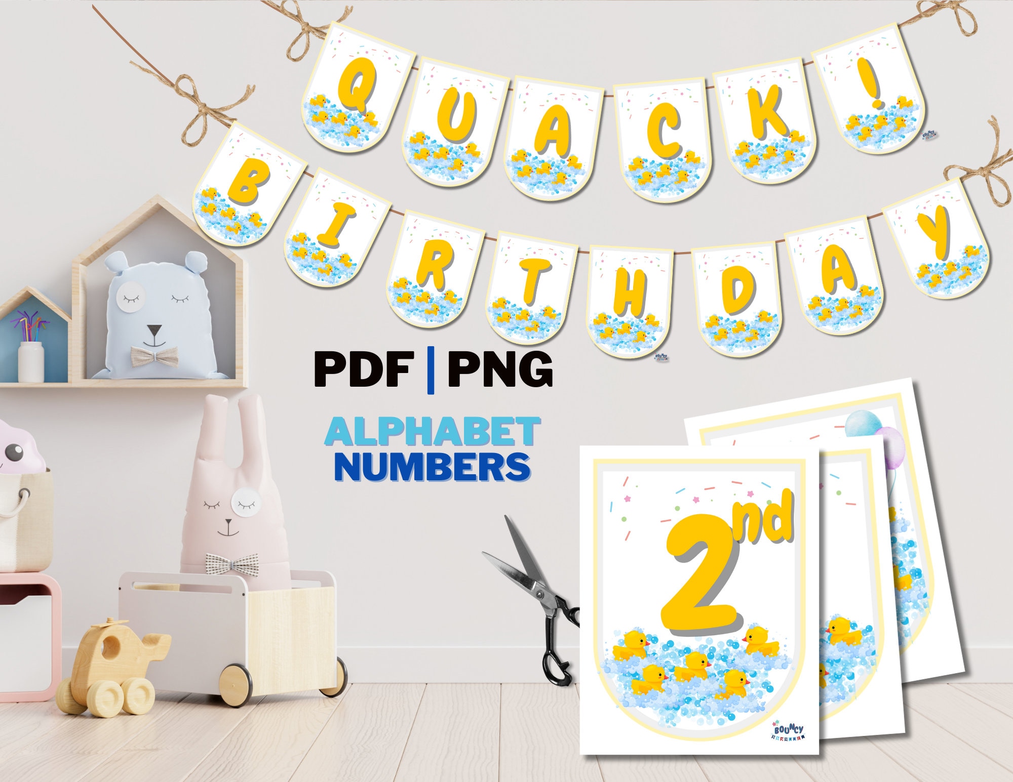 Rubber Duck Bubble Bath Baby Shower Banner - Full Uppercase Alphabet ...