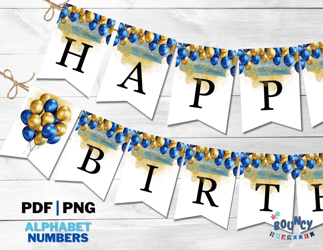 Milestone Celebration: Blue and Gold Birthday Banner for Men and Boys ...