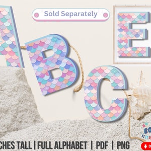 Mermaid Scales Numbers Banner Flags - Printable Instant Download PDF ...