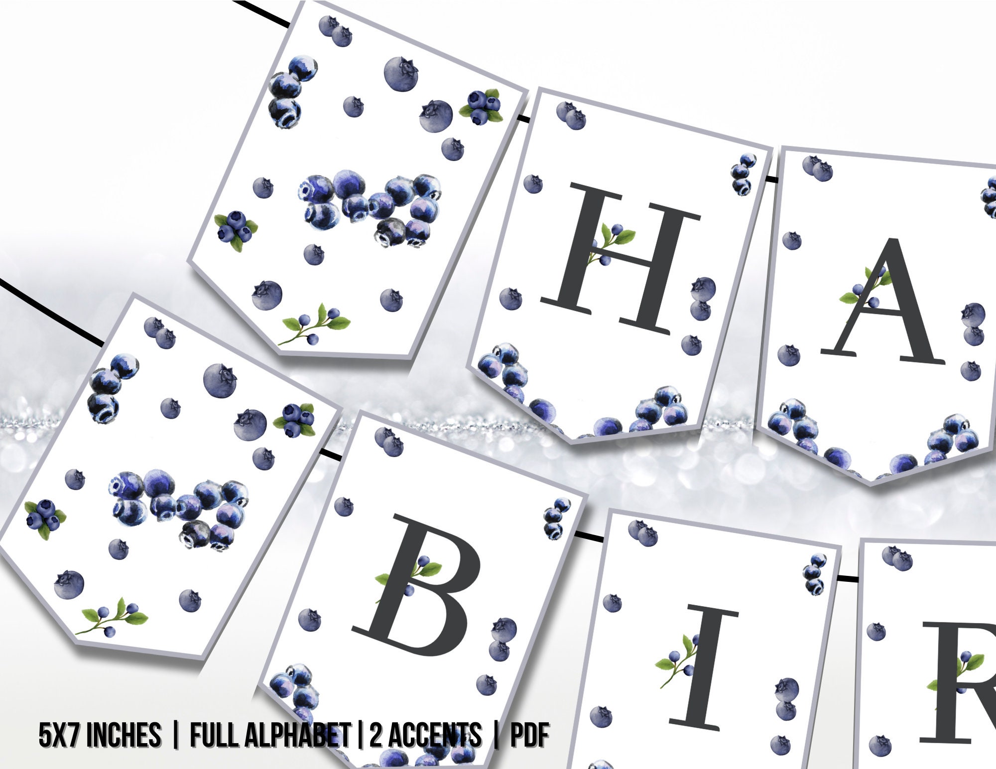 Printable Blueberry Bliss: Instant Download Blueberry Theme Happy ...