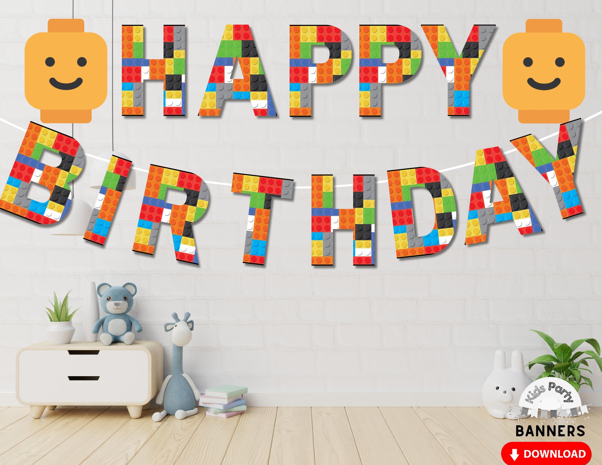 Building Block Lego Birthday Banner, Brick Celebration Banner, Brick ...