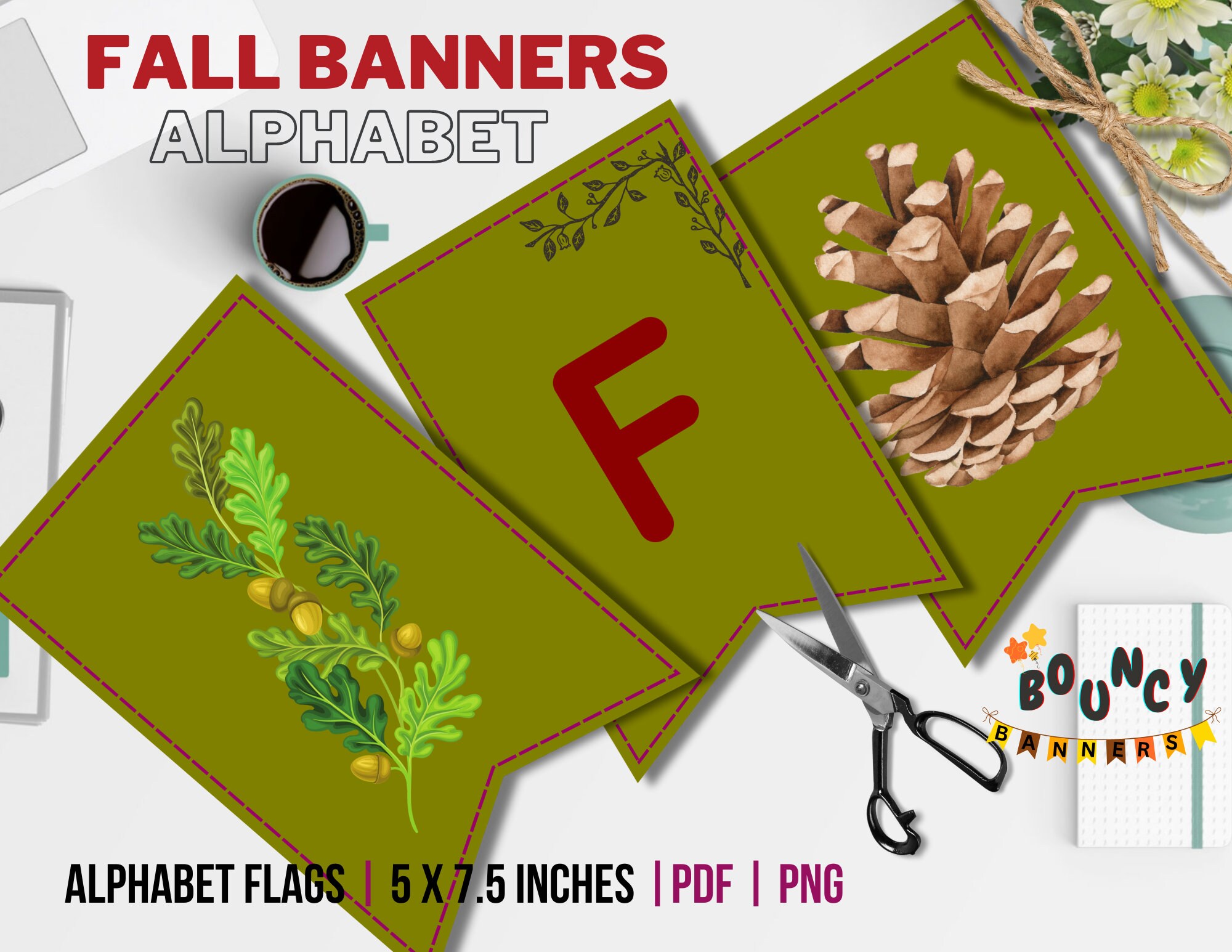 Printable Rustic Fall Alphabet Banner - Olive Green & Rustic Red ...