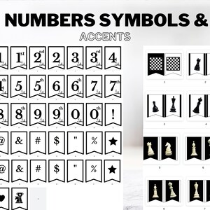 Chess Theme Alphabet & Numbers Banner Flags - Printable Digital ...