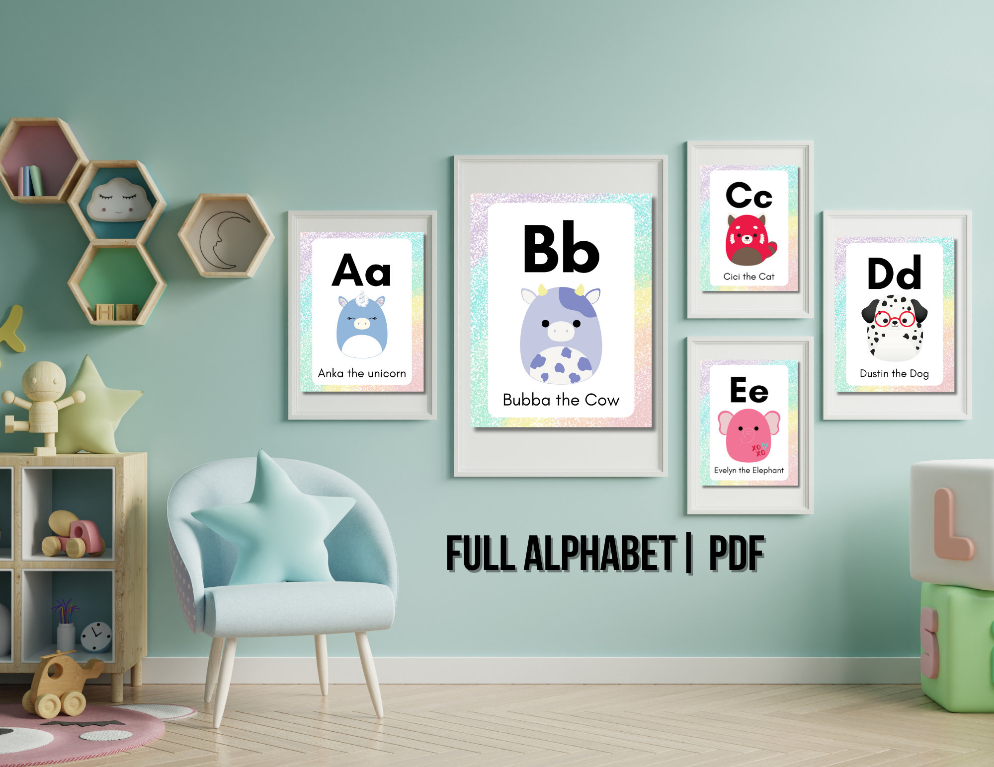 Squishmallow Alphabet Poster Set for Kids Room Decor and Homeschooling ...