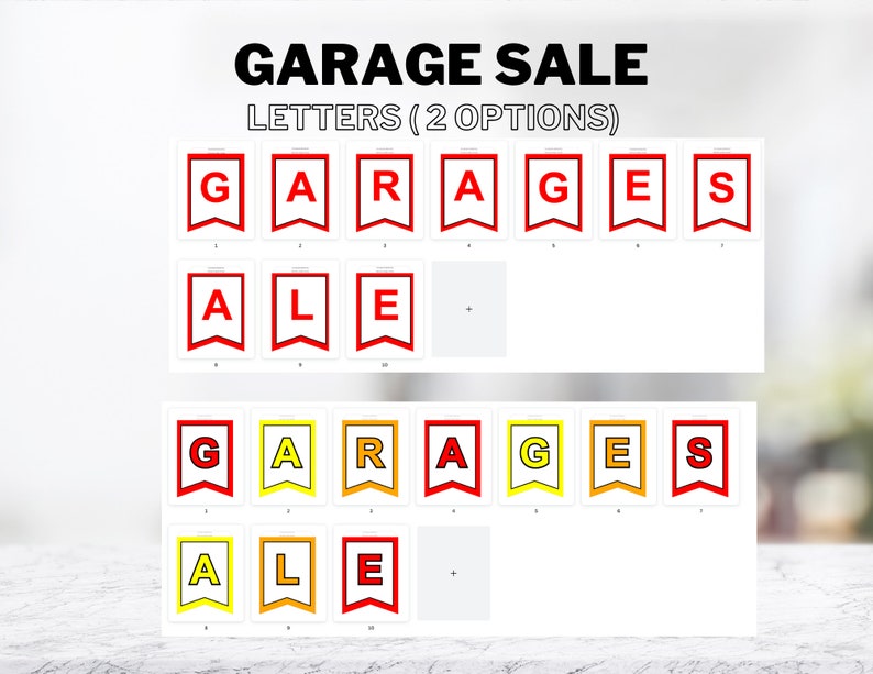 Garage Sale Banner Flags - Printable Digital Download - Bright Red ...