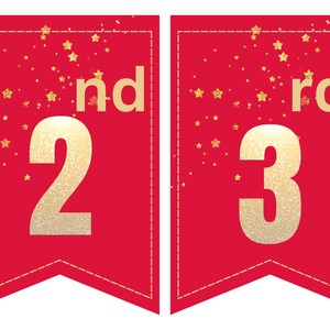 Crimson Elegance: Gold Glitter Alphabet & Number Banners Gold Stars ...