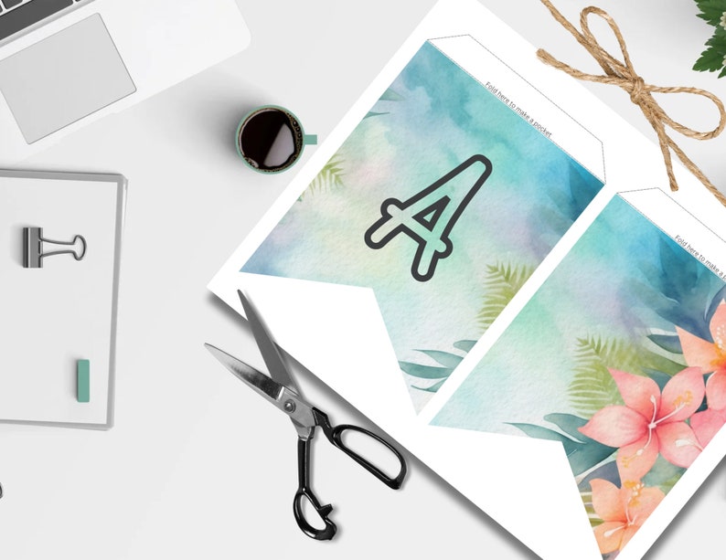 Hawaiian Island Theme HAPPY BIRTHDAY Banner With Abstract Floral ...