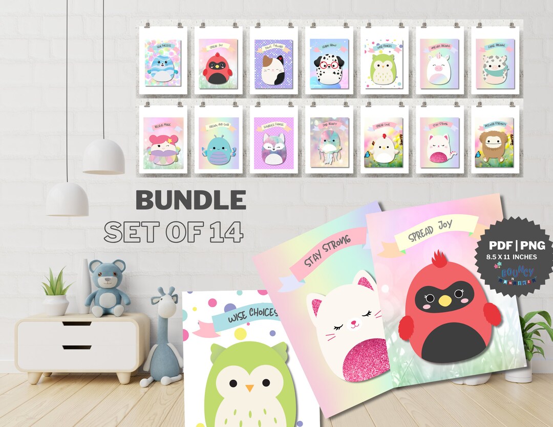 Squishmallows Quotes Motivational Poster - Instant Download | Set of 14 ...