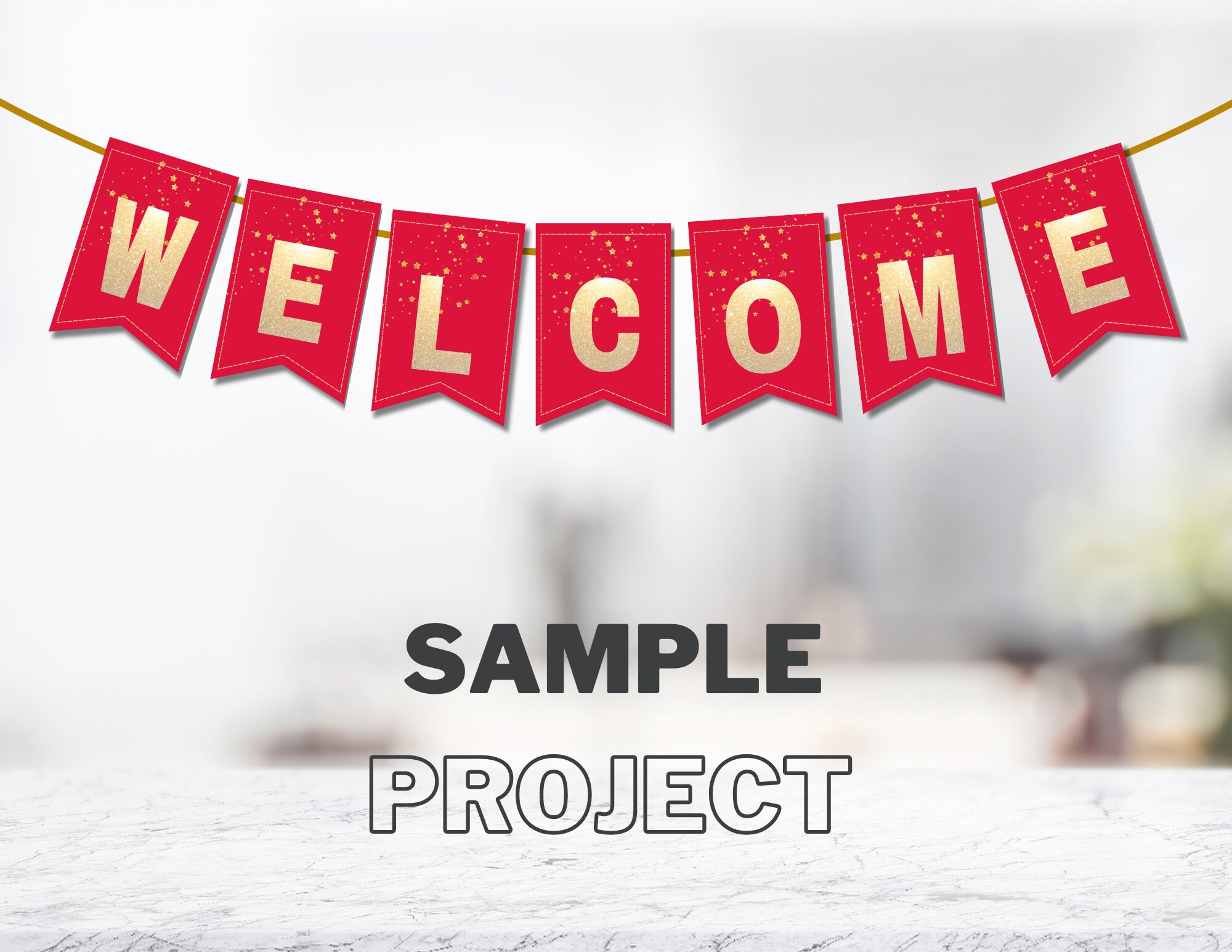 Crimson Elegance: Gold Glitter Alphabet & Number Banners Gold Stars ...