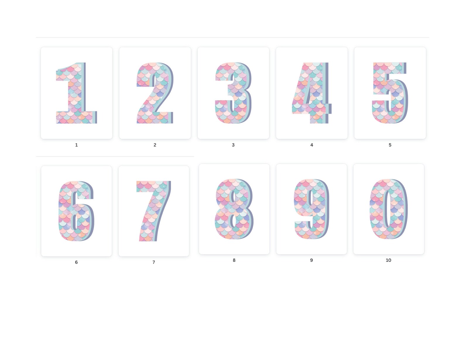 Mermaid Scales Numbers Banner Flags Printable Instant Download PDF ...