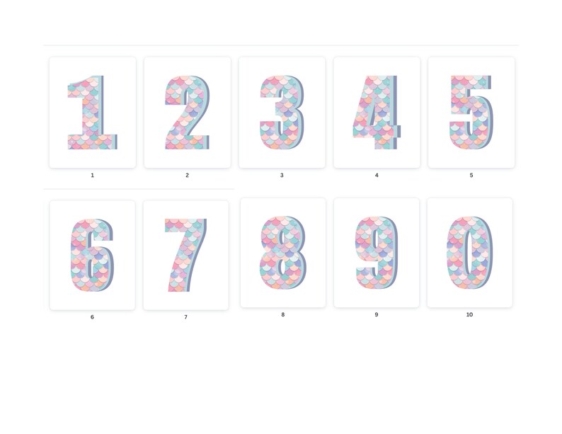 Mermaid Scales Numbers Banner Flags Printable Instant Download PDF ...