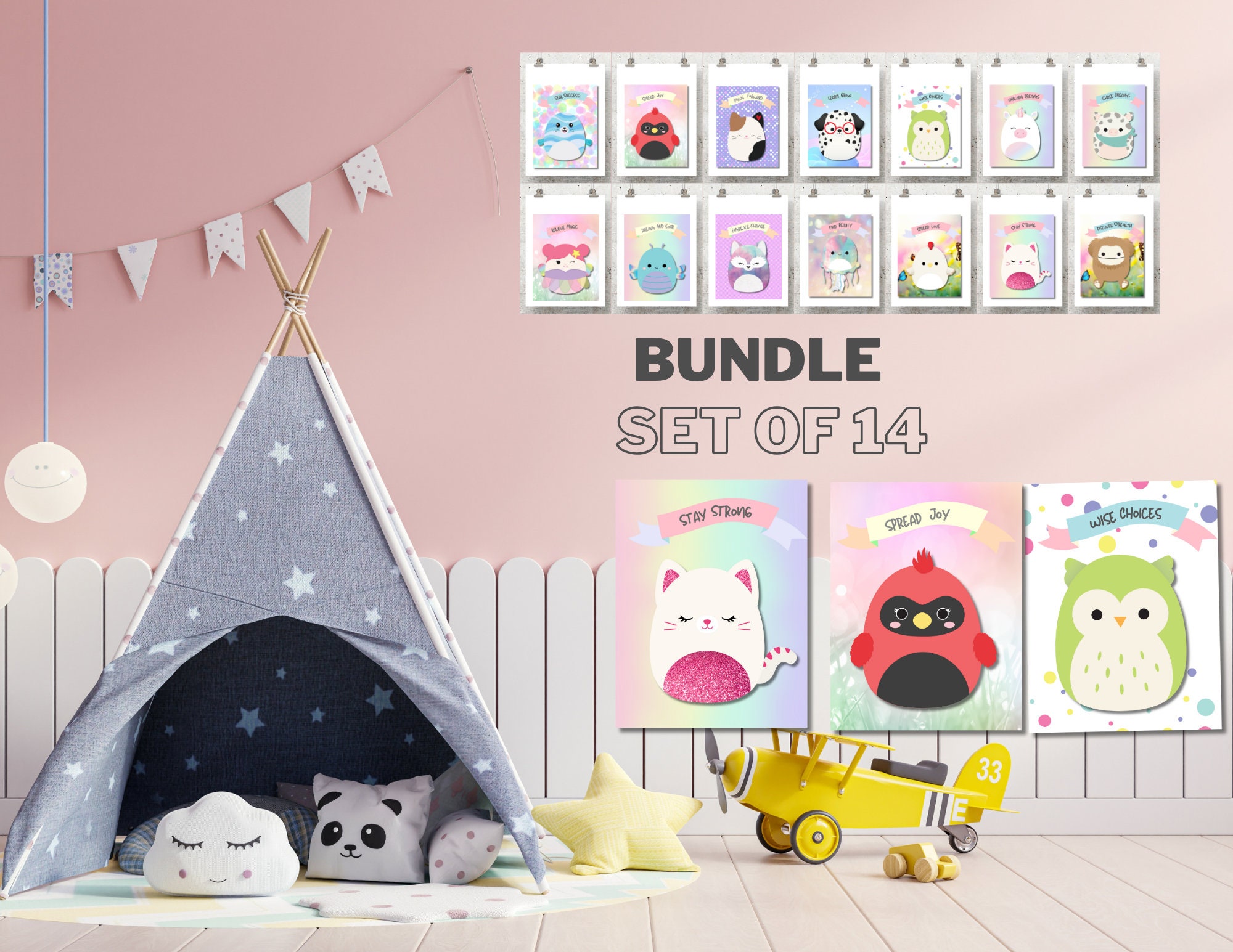 Squishmallows Quotes Motivational Poster Instant Download Set of 14 ...