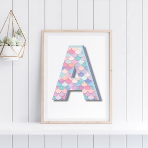 Mermaid Scales Alphabet Banner Flags - Printable Instant Download PDF ...