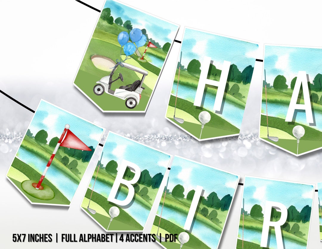 Golf Happy Birthday Banner Birthday Boy Blue Golfing Decorations | Golf ...