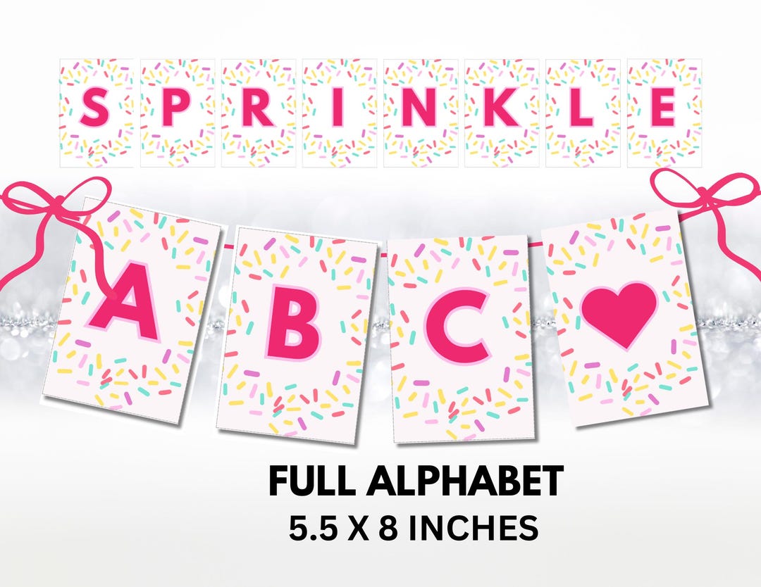 Pastel Sprinkle Confetti Alphabet Banner Printable Download | Pink ...