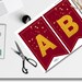 Printable Gold Glitter Alphabet and Numbers Bunting Banner Burgundy ...