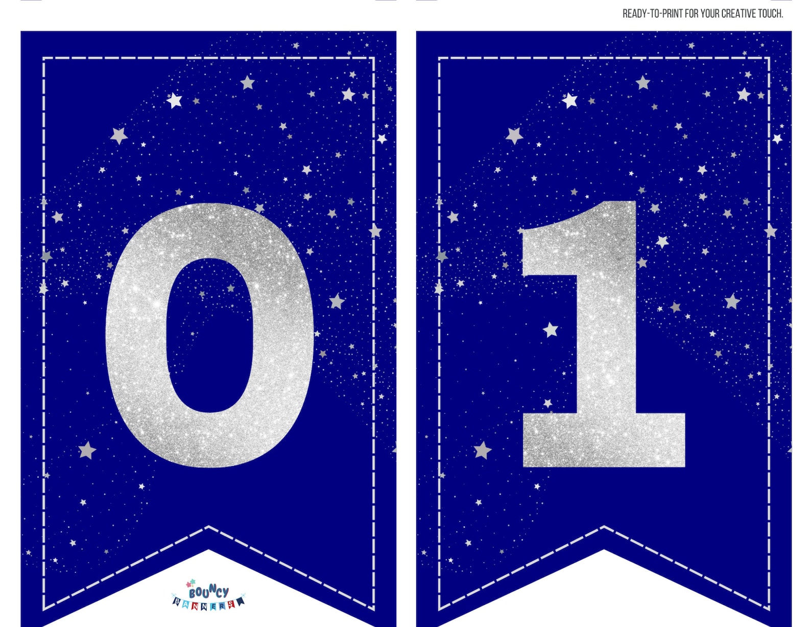 Silver Glitter on Navy Blue Background Party Bunting Banner Alphabet ...