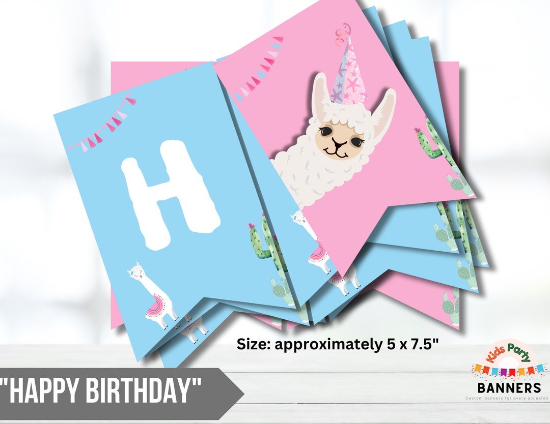 Happy Birthday Banner Llama Birthday Banner Fiesta Birthday - Etsy