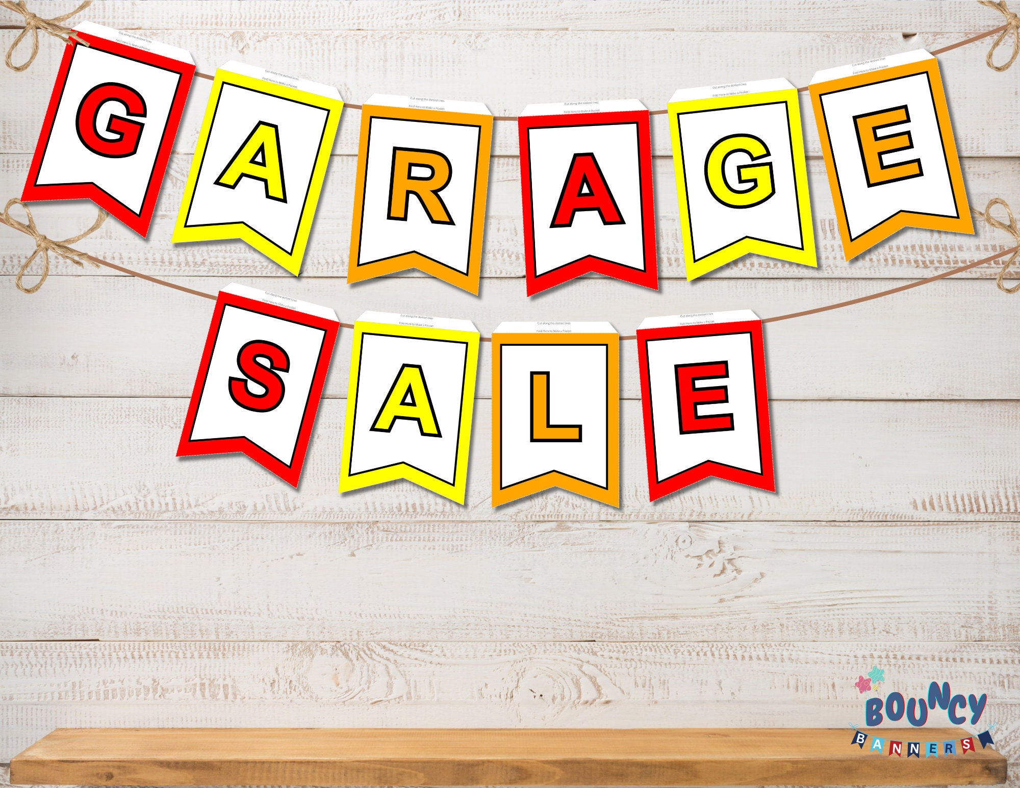 Garage Sale Banner Flags Printable Digital Download Bright - Etsy