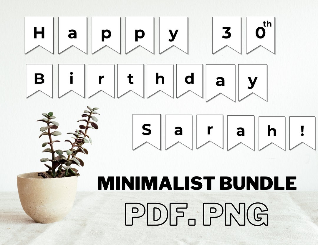 Minimalistic Birthday Banner Design - Monochrome - Black and White ...