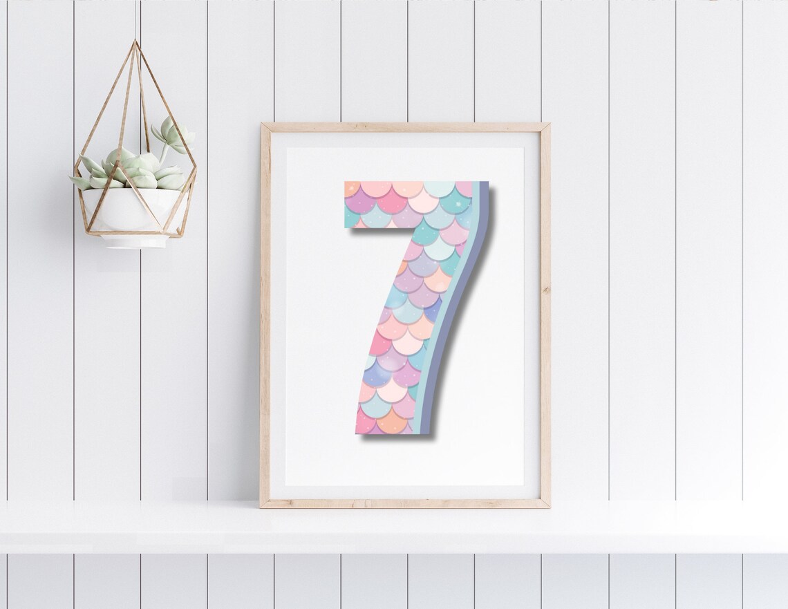 Mermaid Scales Numbers Banner Flags Printable Instant Download PDF ...