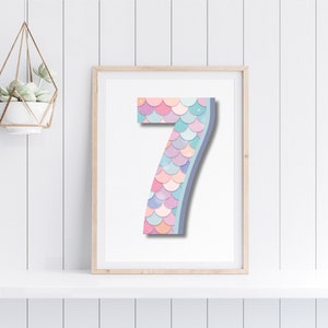 Mermaid Scales Numbers Banner Flags - Printable Instant Download PDF ...