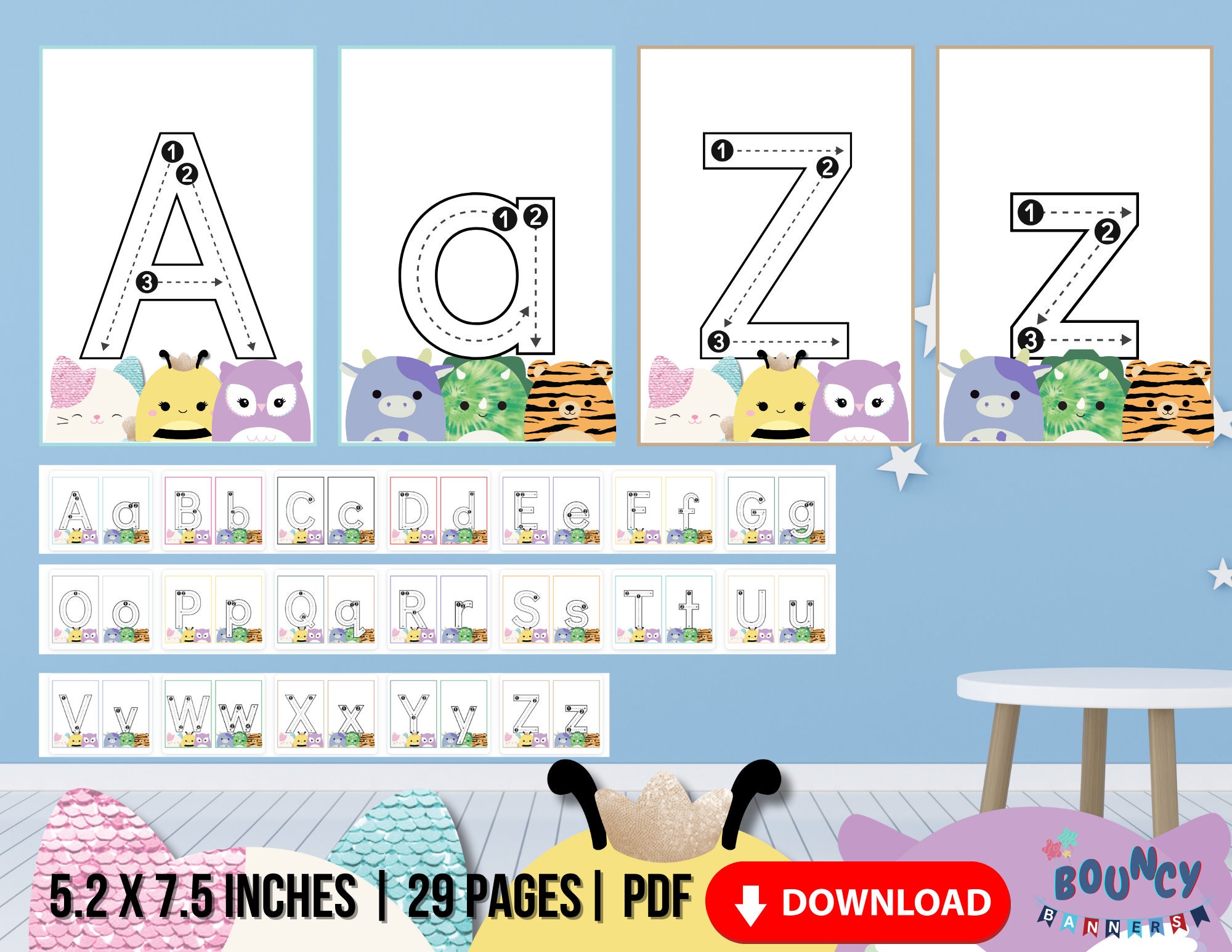 Squishmallows Alphabet Tracing Worksheets - Upper and Lowercase Letters ...