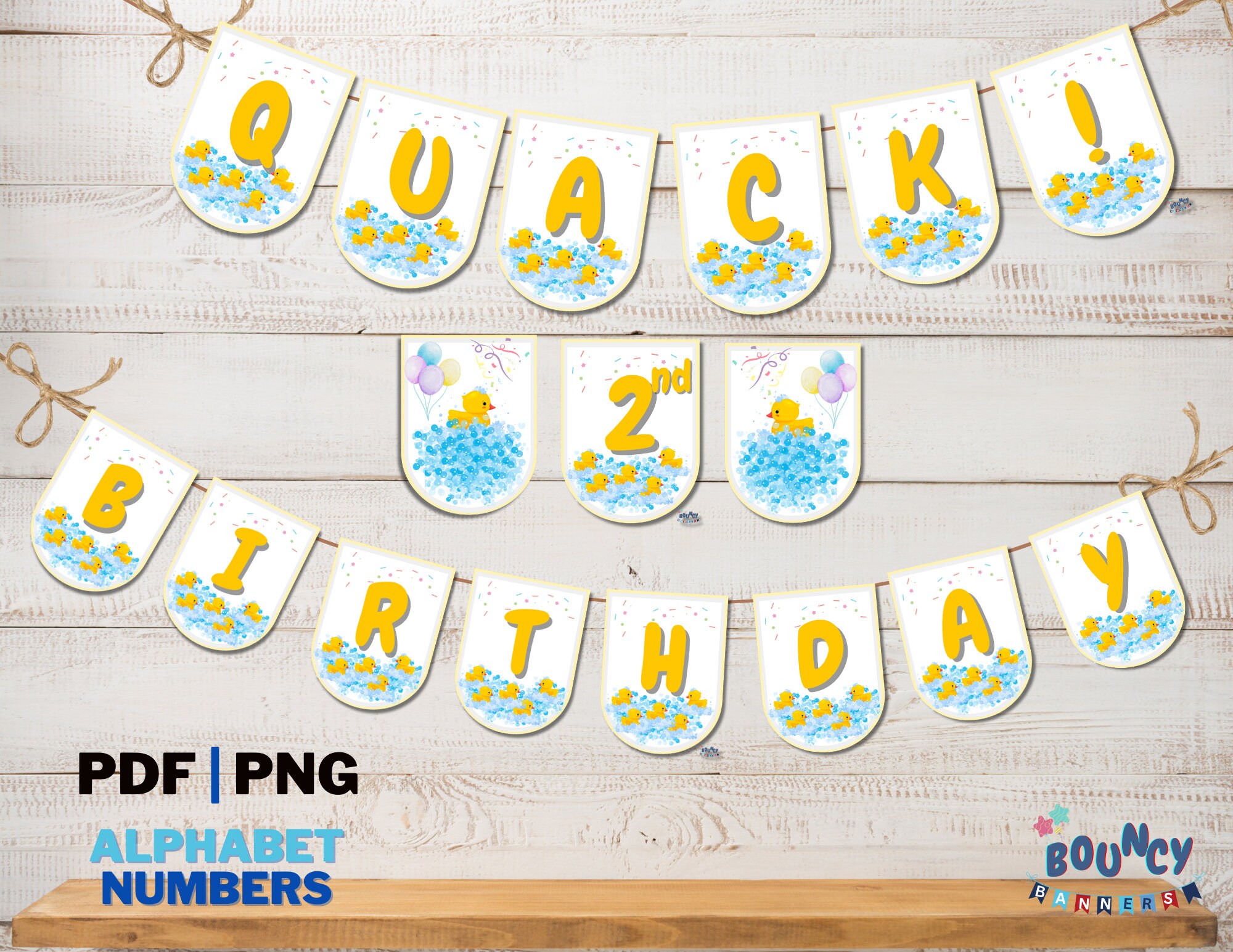 Rubber Duck Bubble Bath Baby Shower Banner Full Uppercase Alphabet and ...