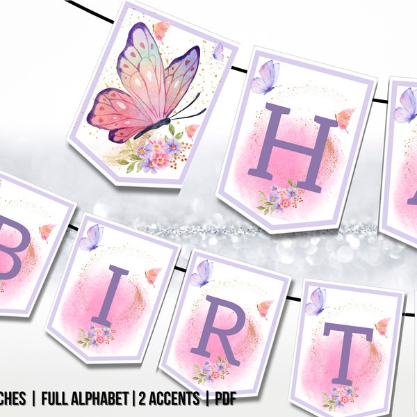 Butterfly Birthday Banner - Etsy