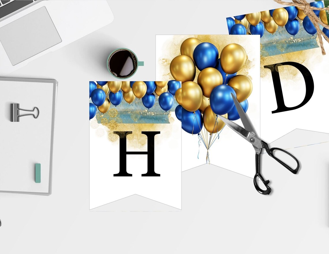 Milestone Celebration: Blue and Gold Birthday Banner for Men and Boys ...