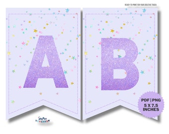 Silver Glitter on Navy Blue Background Party Bunting Banner Alphabet ...