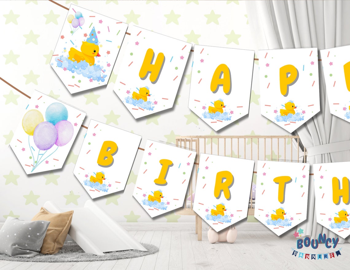 Rubber Duck Birthday Banner Flags Quack-tastic Celebration - Etsy