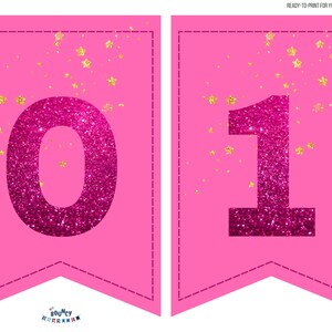 Hot Pink Glitter With Gold Stars Confetti Alphabet and Numbers Party ...