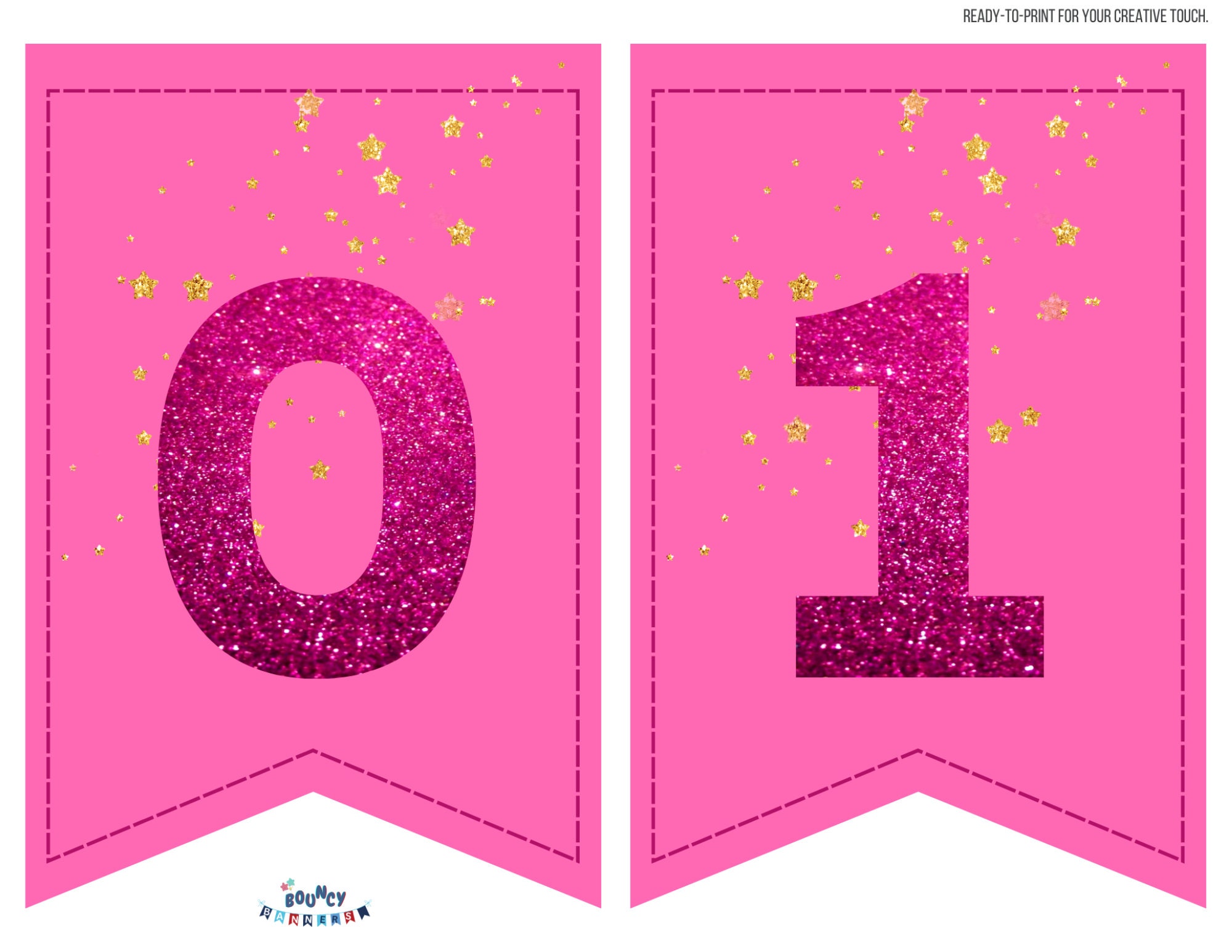 Hot Pink Glitter With Gold Stars Confetti Alphabet and Numbers Party ...